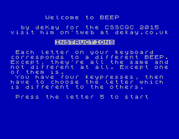 Let's Play! BEEP - deKay's Blog